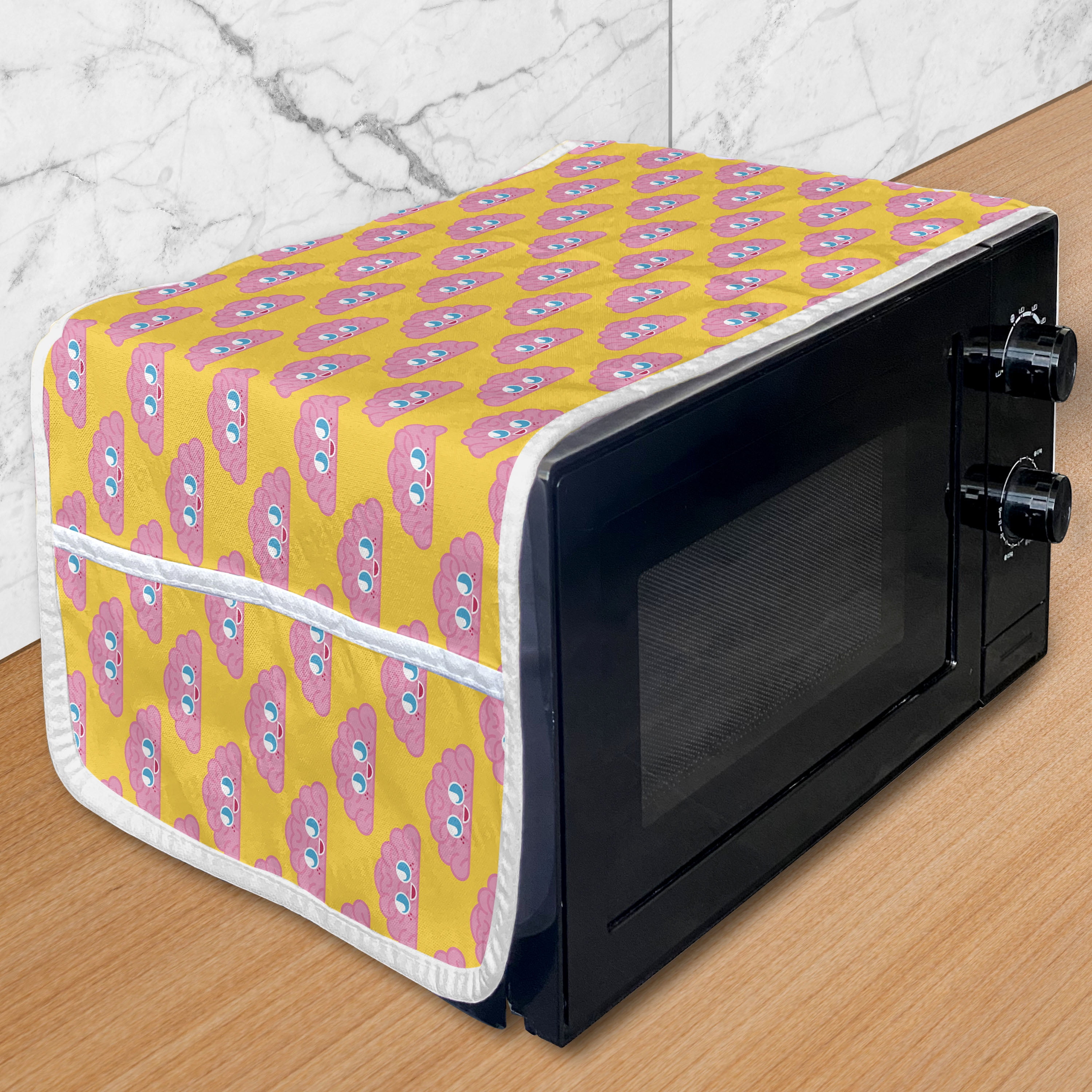 Kawaii Microwave Oven Cover, Smiling Fluffy Clouds Brain Look Funny ...
