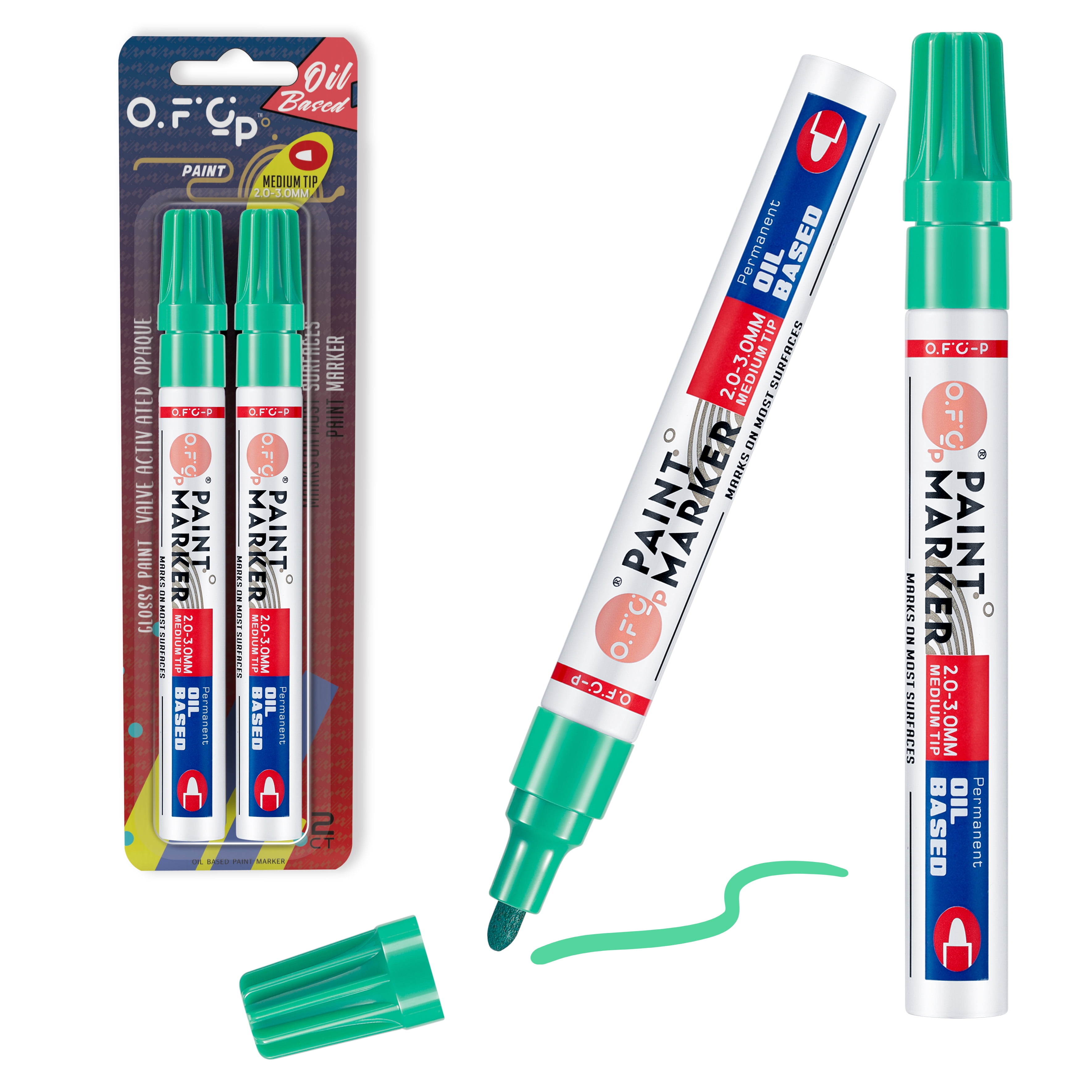 OFC-P Oil-Based Permanent Paint Marker Pen,Medium Tip,Green,Pack of 2 ...