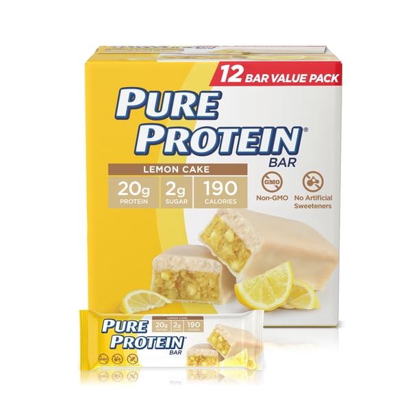 Pure Protein Bars, Lemon Cake, 20g Protein, 1.76 oz, 12 Count - Walmart.com