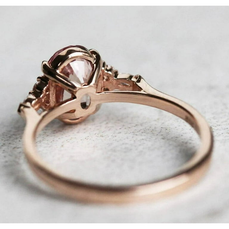 Rose Gold Peach Sapphire Ring