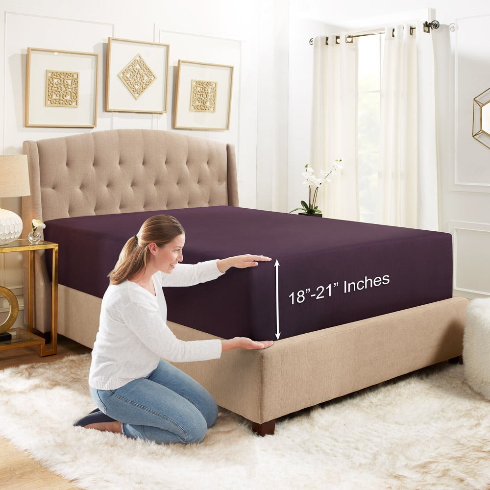 Extra Deep Pocket Fitted Sheet Elastic Corner Straps Fitted Sheets 18 ...