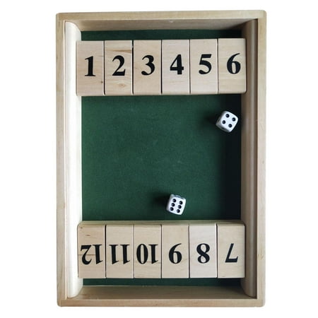 12 Numbers Shut The Box Board Game Wooden Mathematic Traditional Pub ...