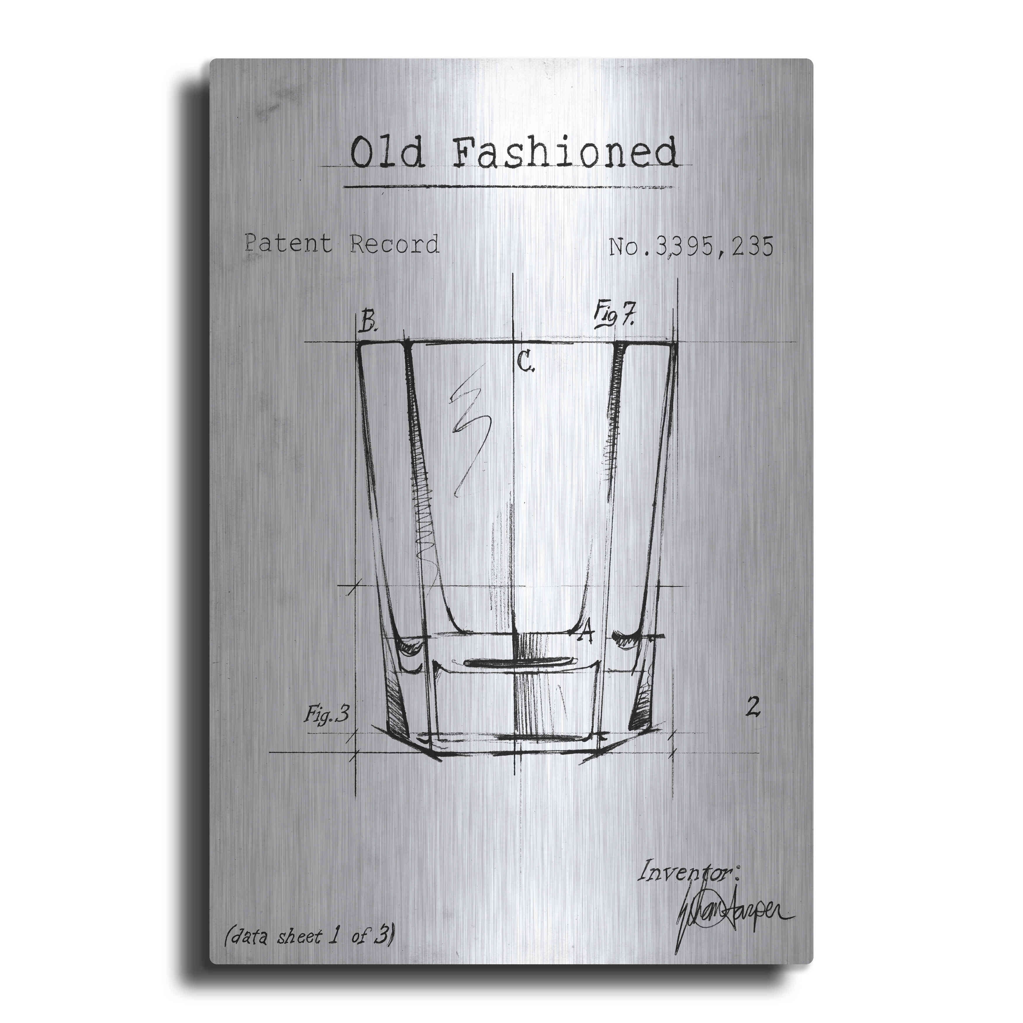 Luxe Metal Art 'Barware Blueprint I' by Ethan Harper, Metal Wall Art ...
