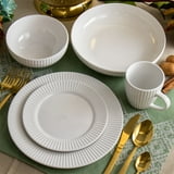 Elama Elle 18 Piece Porcelain Dinnerware Set with 2 Large Serving Bowls ...