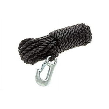 Shoreline Marine 3-Strand Braided Winch Rope with Hook, 3/8 in x 20 ft ...