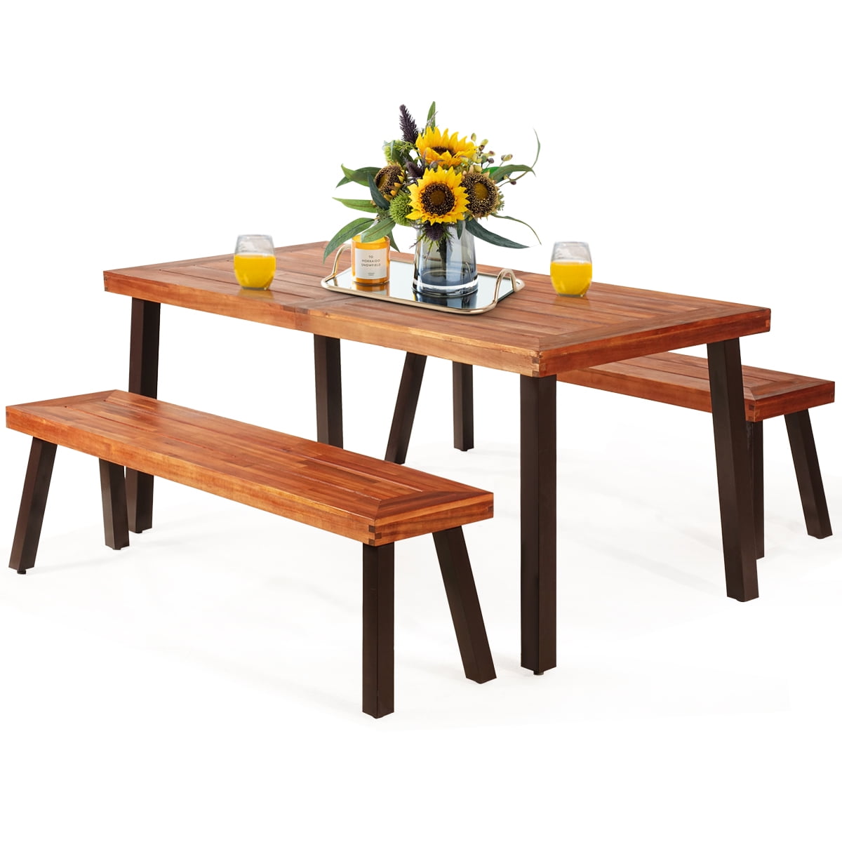 Click here for Patiojoy 3-Piece Outdoor Acacia Wood Picnic Dining... prices