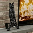 UniFlame Black Cast Iron Cat Andirons with Reflective Glass Eyes ...