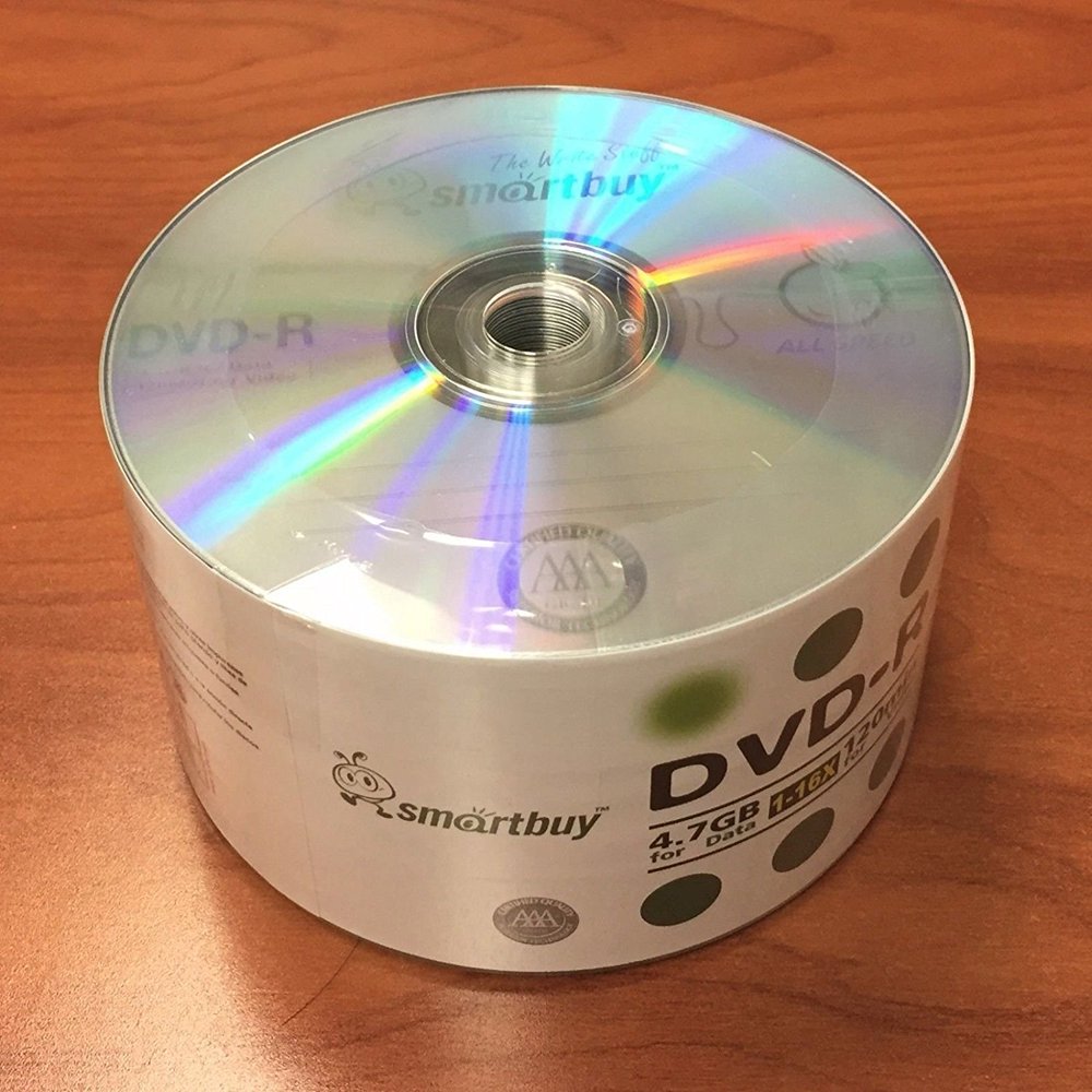 50 Pack SmartBuy Economy DVD-R DVDR 16X 4.7GB Logo Top (Non-Printable ...
