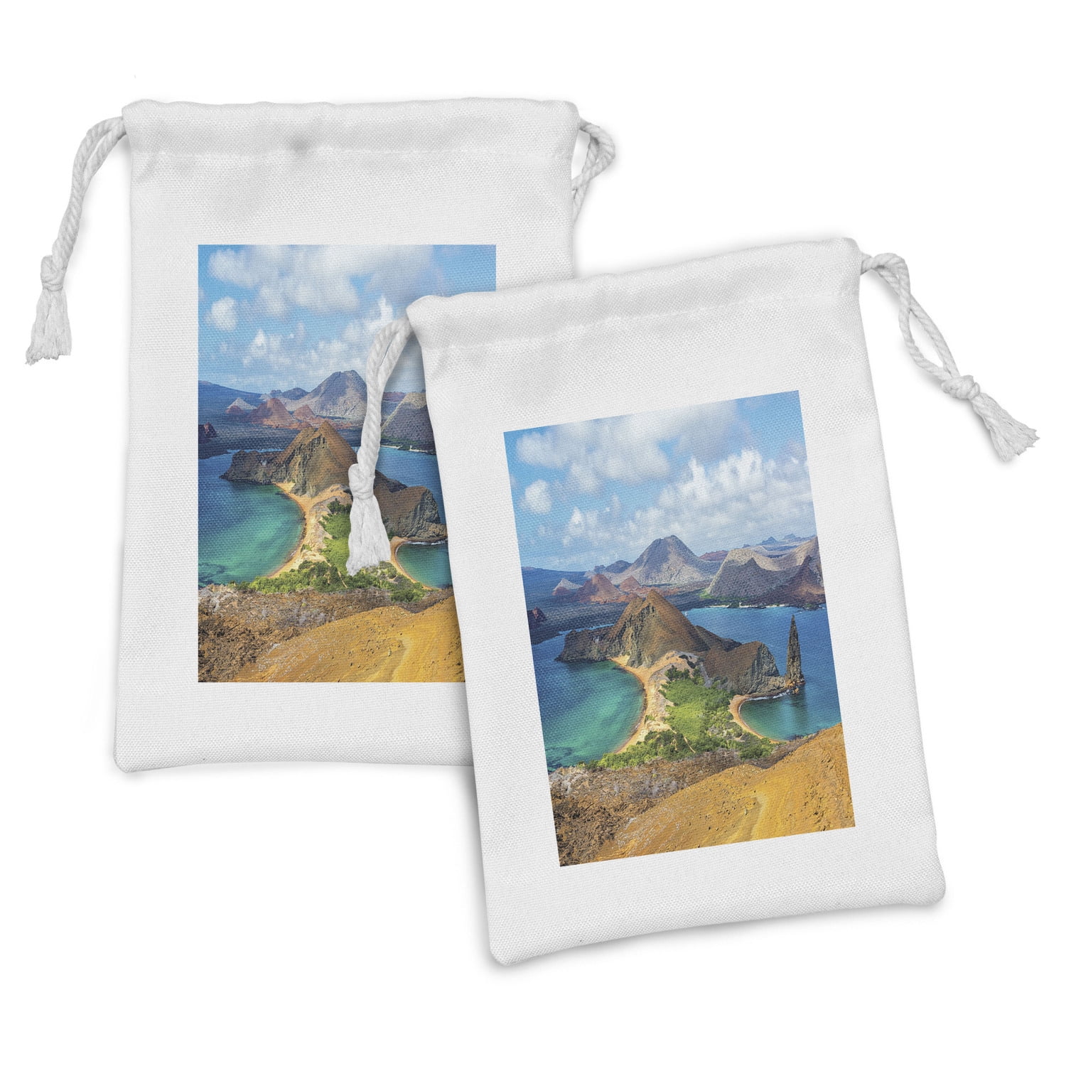 Ecuador Fabric Pouch Set of 2, Galapagos Bartolome Island Pacific Ocean ...