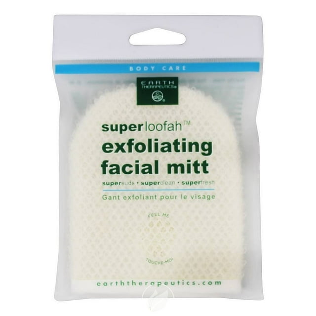 Loofah Exfoliating Facial Mitt 1 Count by Earth Therapeutics, Pack of 2 ...