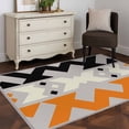 Abstract Art Washable Area Rug 2.7x5 Blue Black Orange Line Simple Gray ...