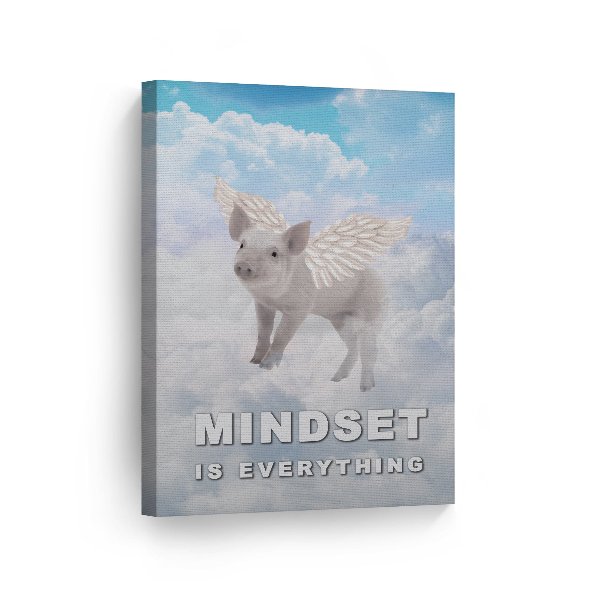 Smile Art Design Mindset is Everything Pig with Wings Flying in Sky ...