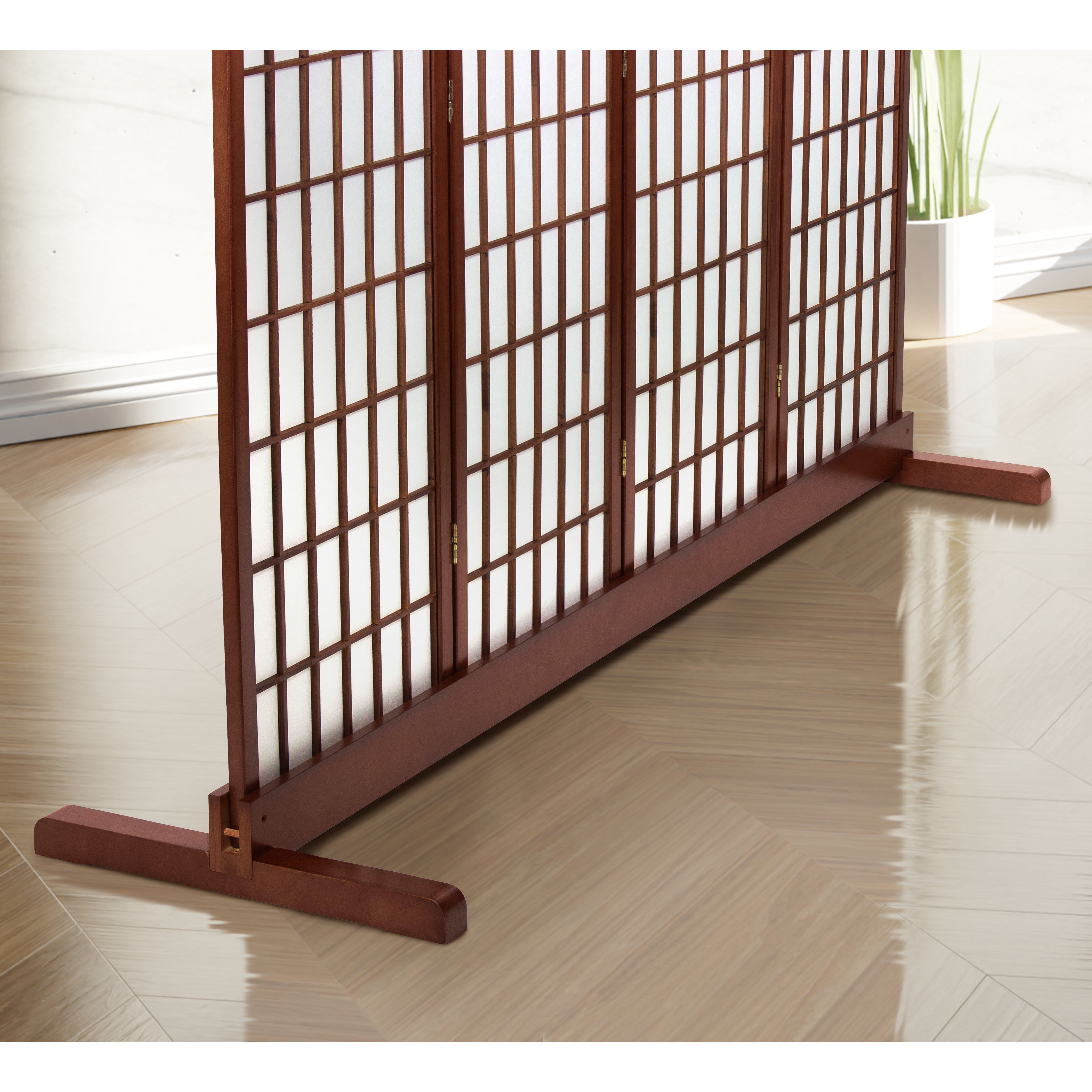 Room Divider Stand Walnut 4 Panel - Walmart.com