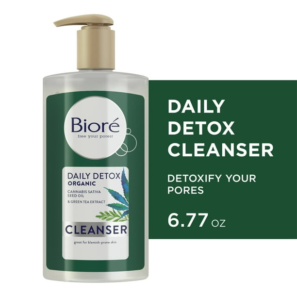 Biore Daily Detox with Cannabis Sativa Seed Oil Cleanser, 6.77 oz ...