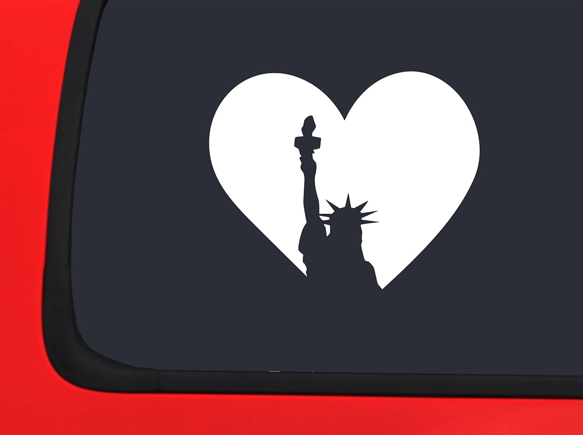 Car Sticker Love Lady Liberty Statue Heart New York Car Window Decal ...