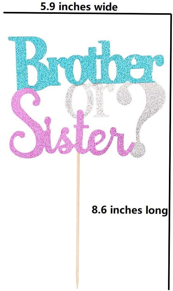 Buy Cake Toppers Glitter Brother Or Sister Cake Topper, Boy Or, Purple ...