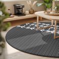 Black White Vertical Stripes Round Living Room Rugs 3.3 ft, Chic White ...