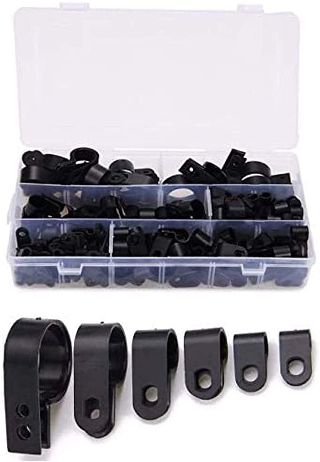200PCS Cable Clamp, Black Nylon Screws Plastic R-Type Cable Clamp Clips ...