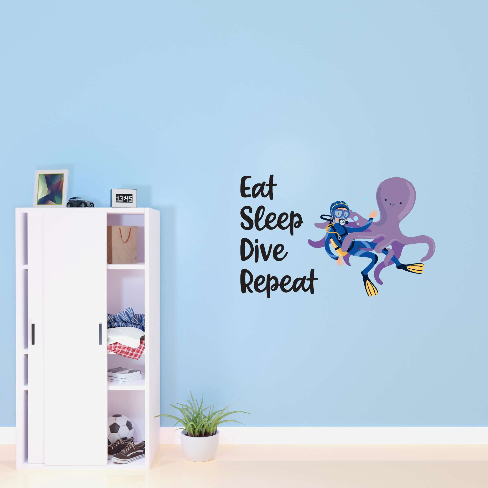 Boys Eat Sleep Dive Repeat Cute Sports Wall Decal Decoration Marine ...
