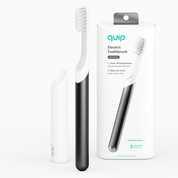 quip Electric Toothbrush, Built-In Timer + Travel Case, Slate Metal ...
