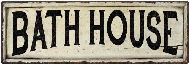 BATH HOUSE Farmhouse Style Wood Look Sign Gift 6x18 Metal Decor ...