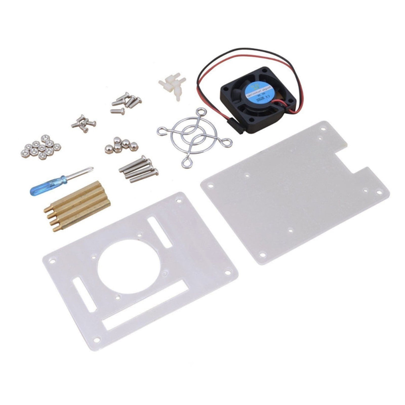 Arcylic Case + Cooling Fan + Screws Set for Raspberry Pi 3/2 Model B/B+ ...