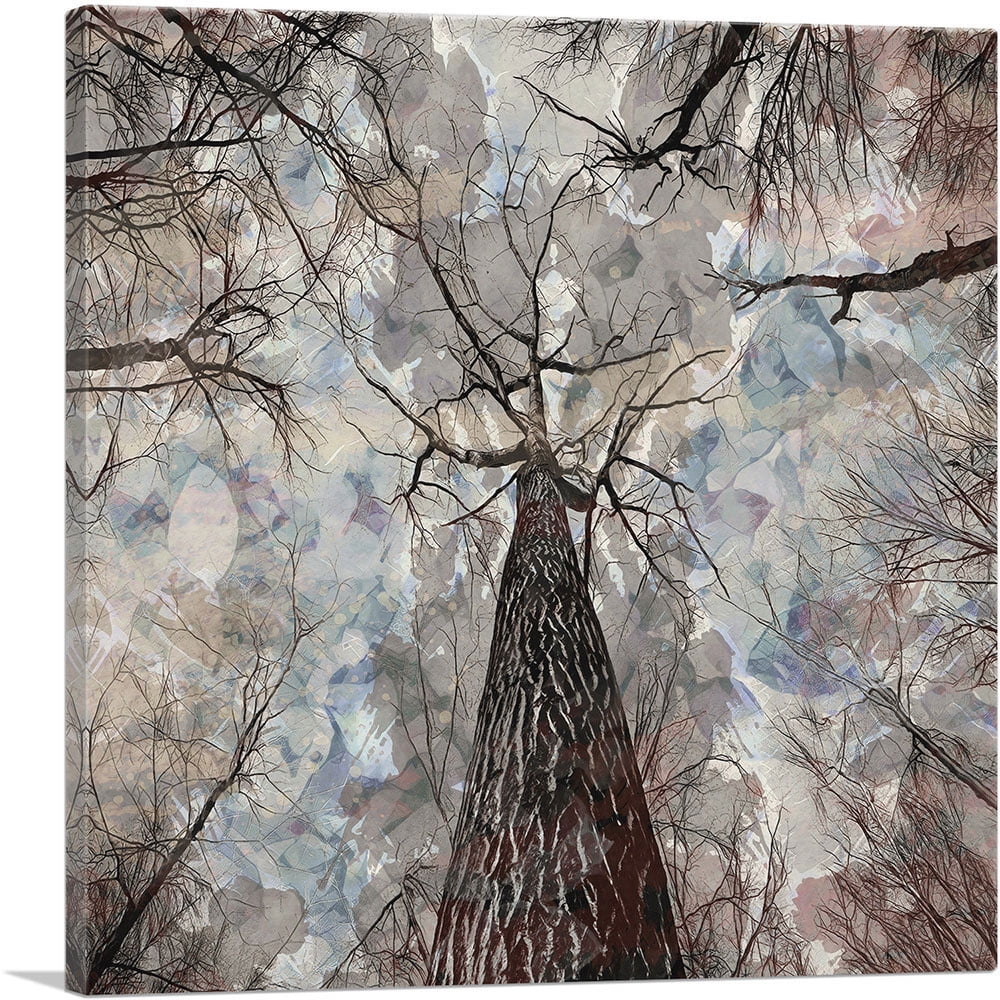 ARTCANVAS Tall Tree Forest Painting Home decor Canvas Art Print - Size ...