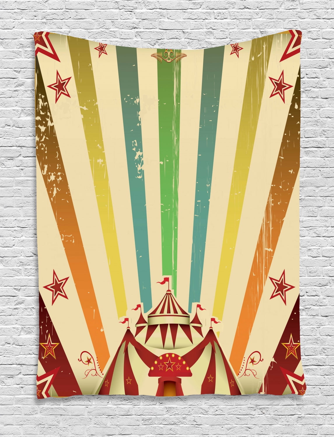 Vintage Rainbow Tapestry, Old Circus Carnival Advertisement Theme ...