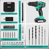 20V Cordless Drill Set with Lithium-Ion Battery, Charger, 2 Speed, LED ...