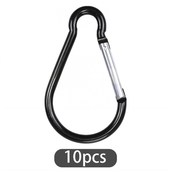 3 Inch Black Carabiner Heavy Duty Spring Snap Hook D Shape Steel Clip ...