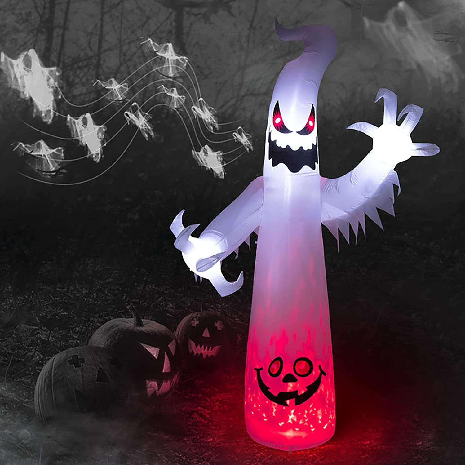 Fashionwu 8 FT Halloween Inflatables Ghost Outdoor Decorations with ...
