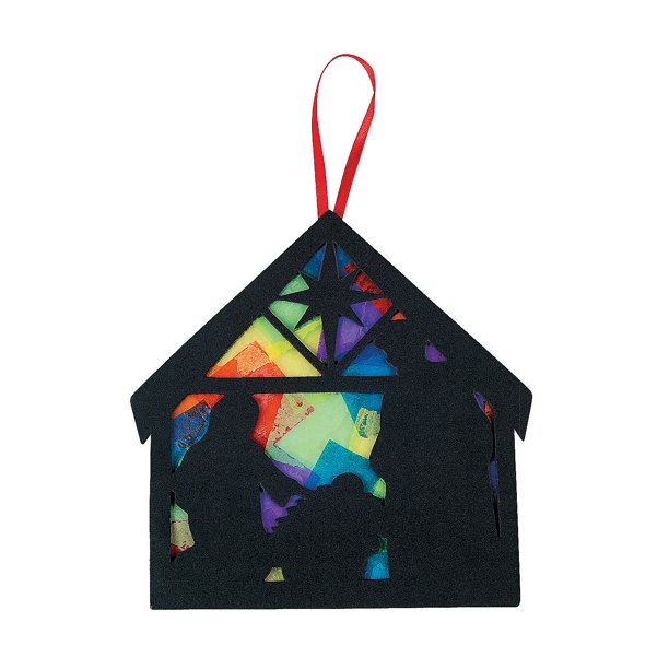 Nativity Tissue Paper Sign Craft Kit- Makes 12, Craft Kits, Christmas ...