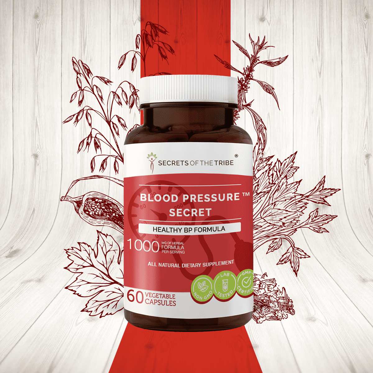 Blood Pressure Secret 60 Capsules, 500 mg, Hawthorn, Celery, Cardamom ...