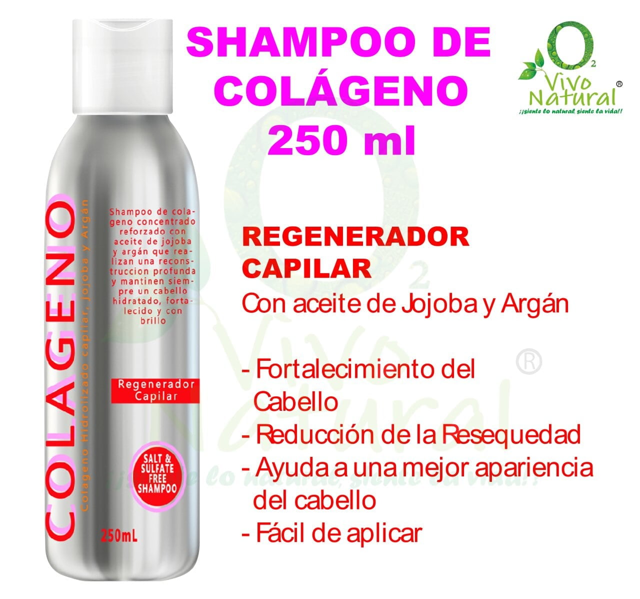 SHAMPOO CON COLÁGENO REGENERADOR CAPILAR VIVONATURAL 250 ml | Walmart ...