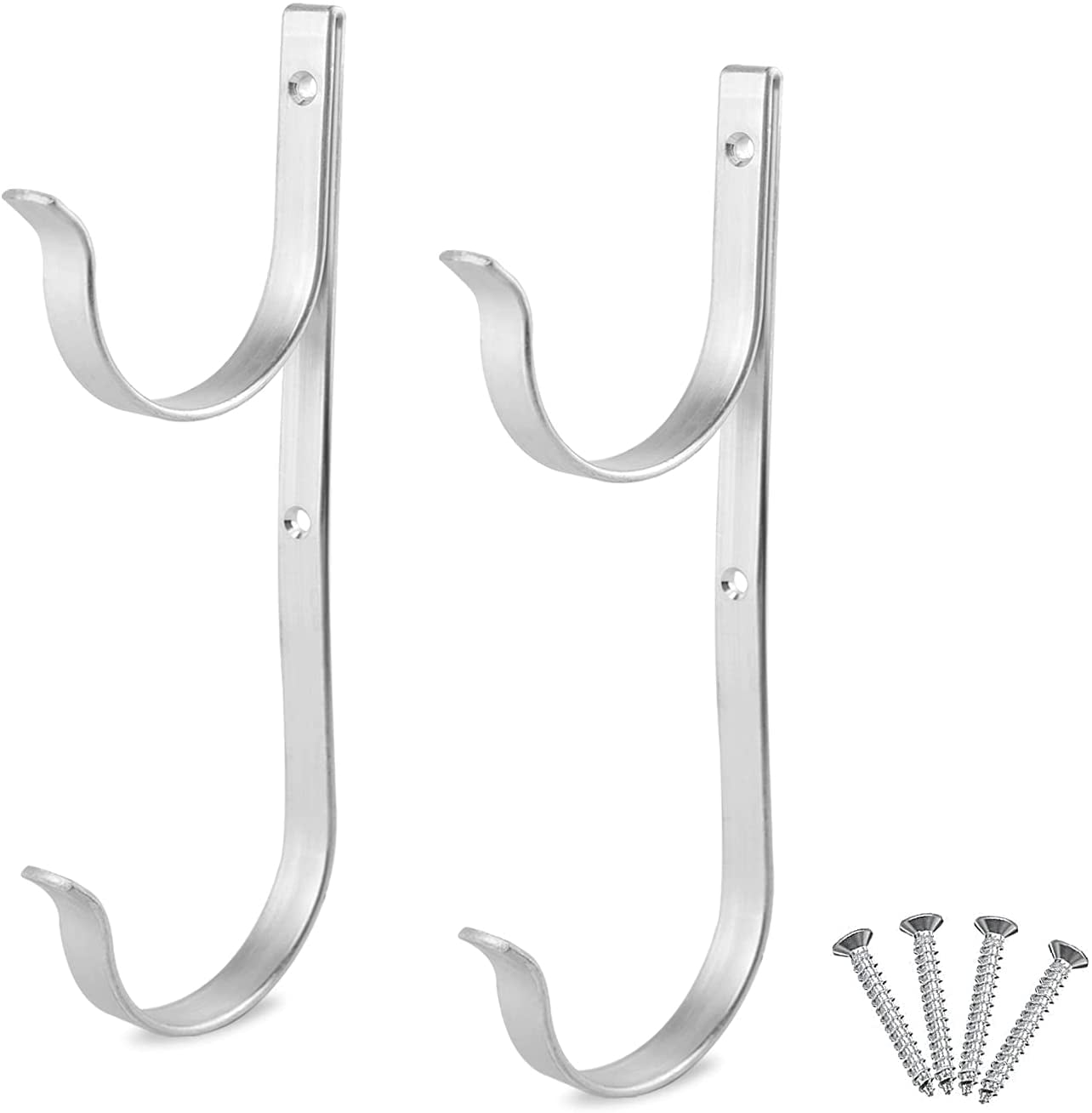 2 Pieces Swimming Pool Pole Holder Wall Mount Aluminium Holder Hooks ...