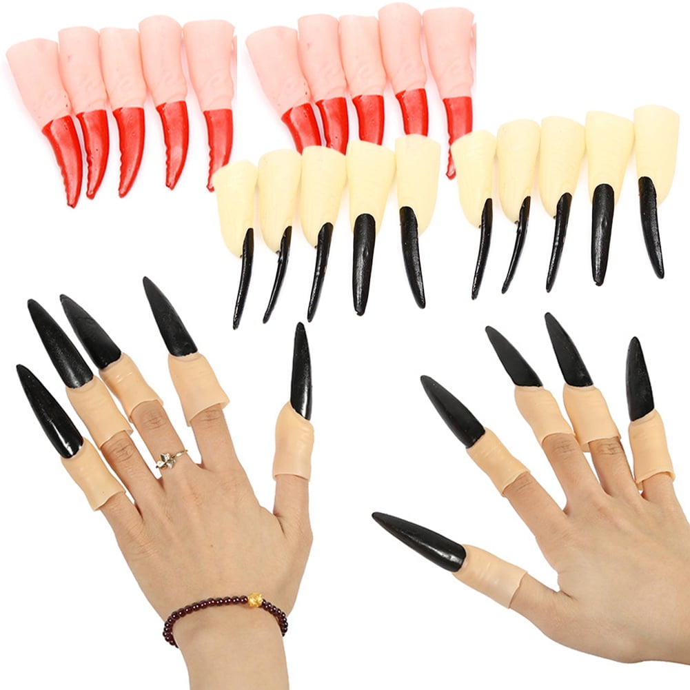 Cheers.US 10Pcs Halloween Witch Fingers Zombie Witch Fake Finger Nails ...
