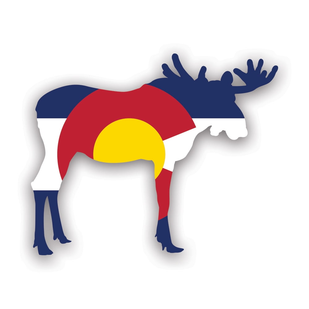 Colorado Moose Shaped Flag Sticker Decal - Self Adhesive Vinyl ...