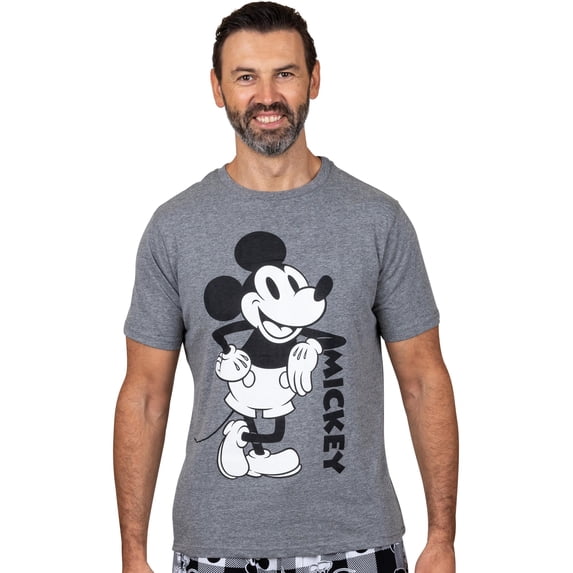 Disney Mens Classic Mickey Mouse Pajama T-Shirt Male, Gray, Size: S ...