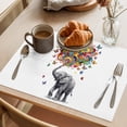 Abstract Elephant Cotton Linen Placemats Set of 4, Colored Cloud Paint ...