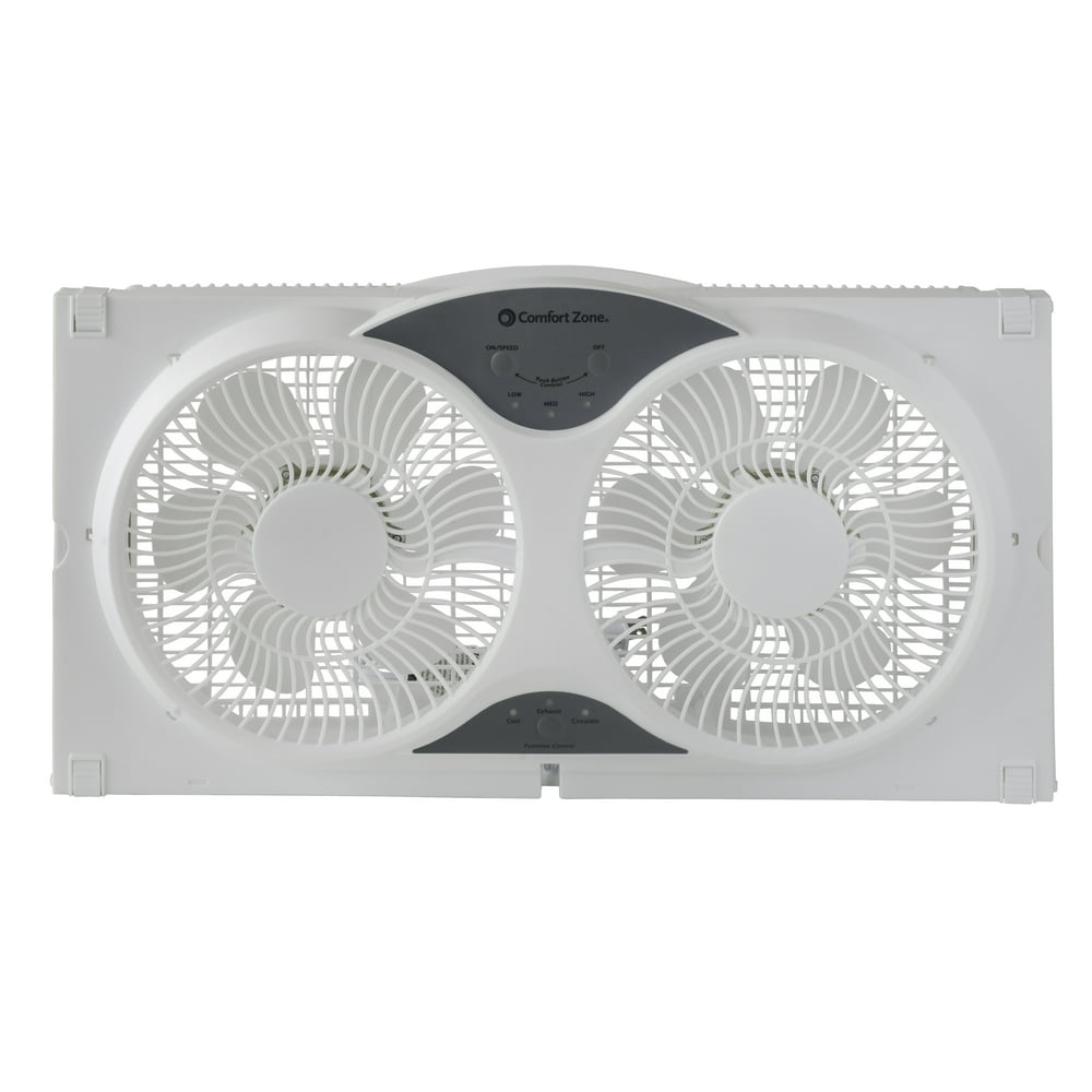 Comfort Zone 3-Speed Reversible Twin Window Fan with Remote Control ...