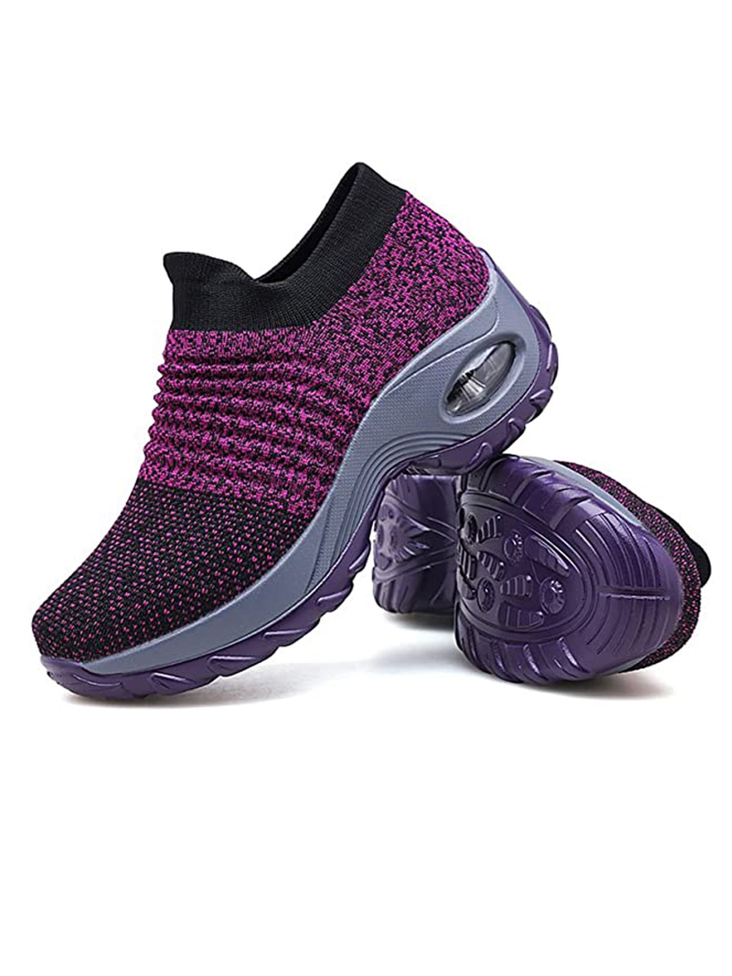 SIMANLAN Women's Walking Shoes Air Cushion Mesh Wedges Running Sneakers ...