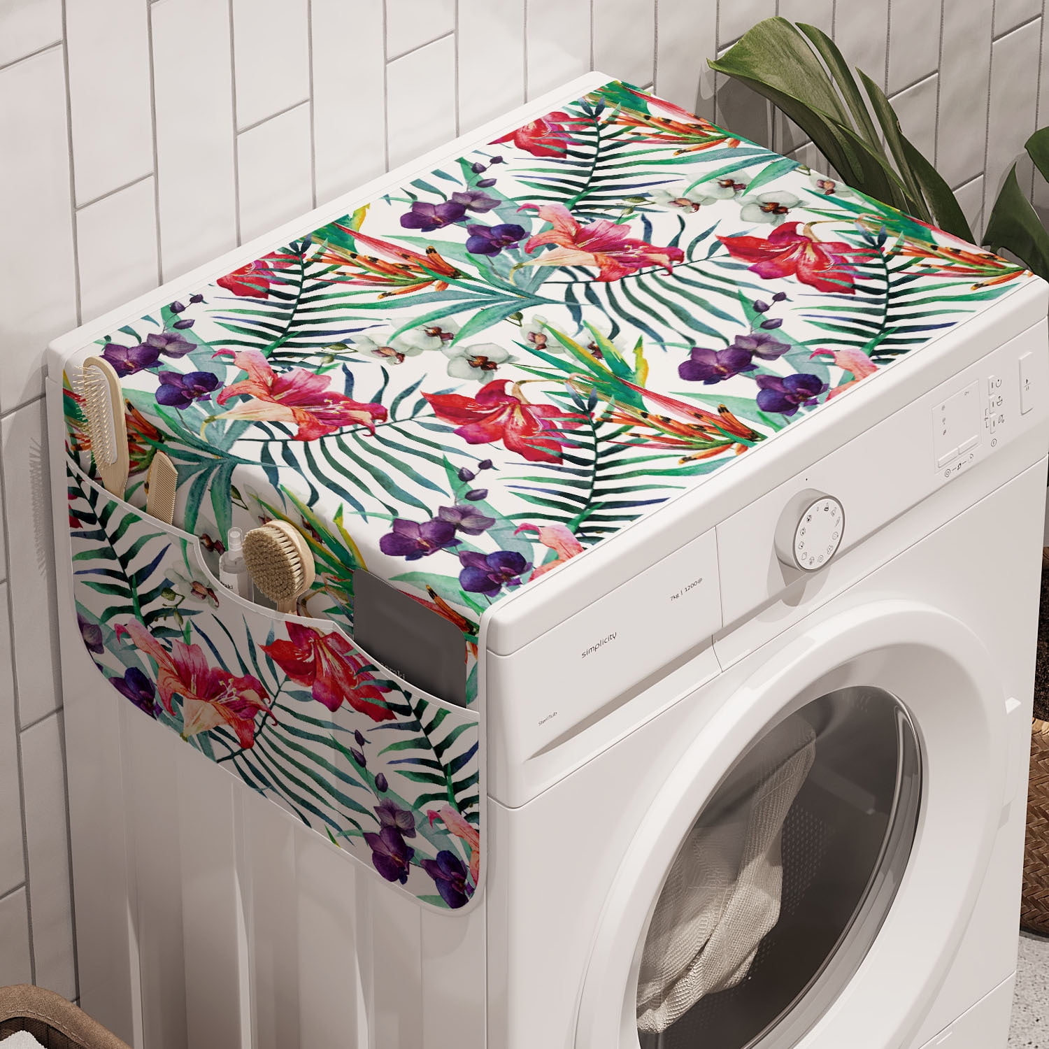 Watercolor Flower Washing Machine Organizer, Tropical Wild Orchid ...