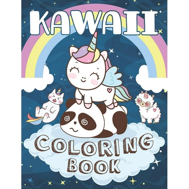 Kawaii Coloring Book : Cute Kawaii Animals Unicorns Dinosaurs Fruits ...