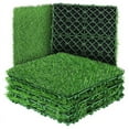 Yibooy 10 Pcs 12 Inchx12 Inch Realistic Grass Turf Tile Interlocking ...