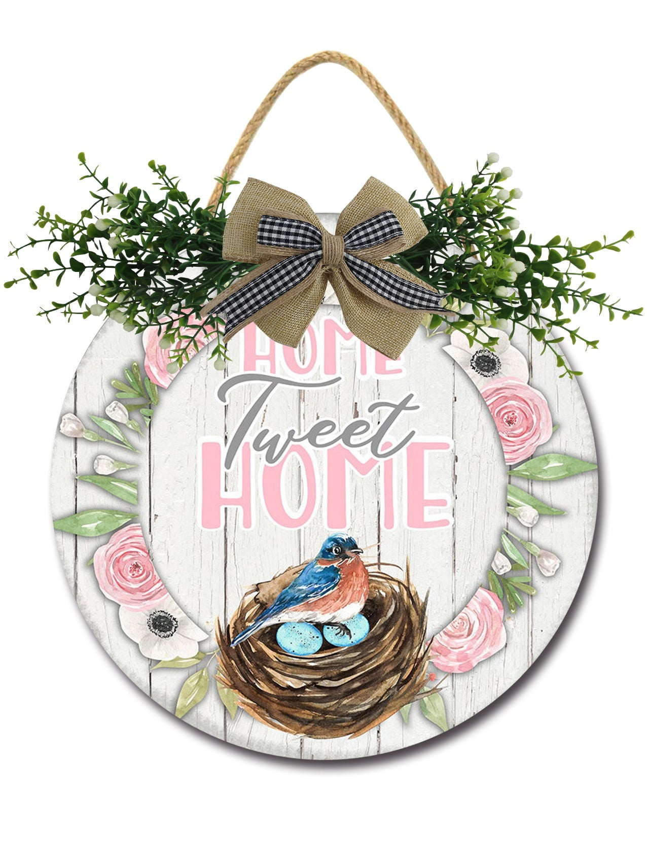 Eveokoki Home Tweet Home Front Door Sign Funny Wreaths Hanging Wooden ...