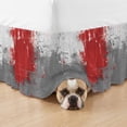 Abstract Art Bed Skirt Bed Skirts Queen Size 16 Inch Drop, Red Grey ...