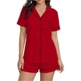 BONIXOOM Sleepwear Sets for Women, Short Sleeve Shirt & Shorts, Button ...