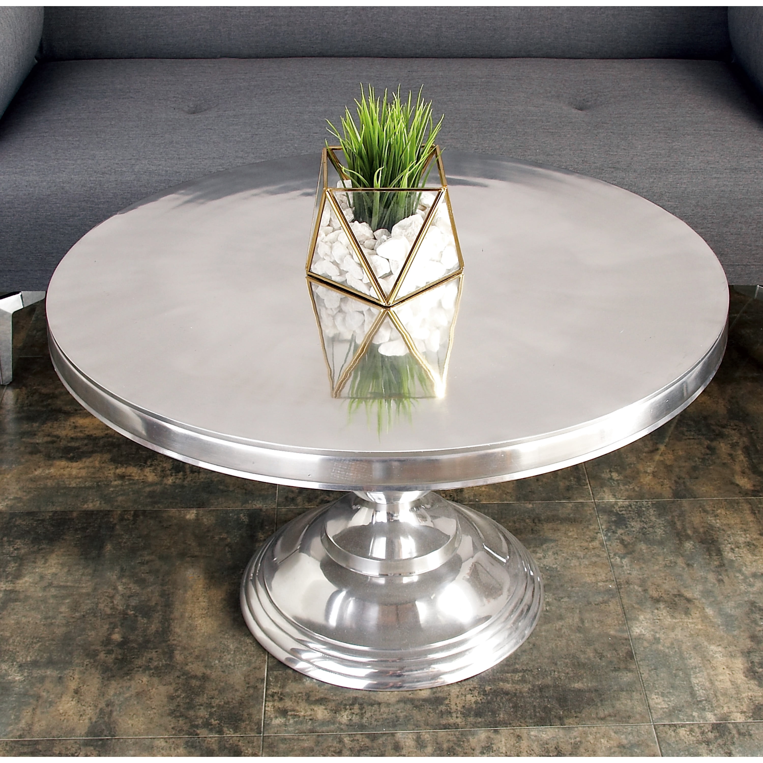 DecMode Traditional Aluminum Goblet Shaped Coffee Table with Metallic ...