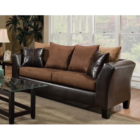 Caramel And Chocolate Microfiber / PU Cushion Sofa And Loveseat Classic ...