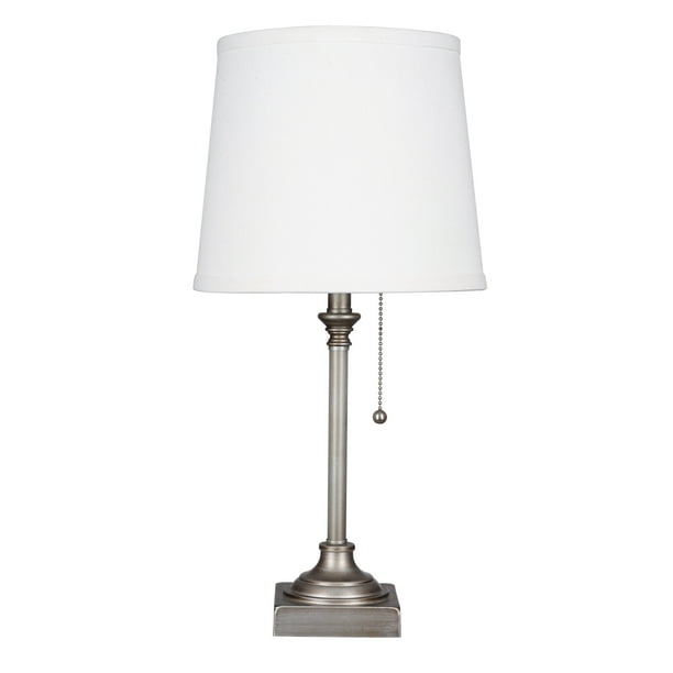 Mainstays Silver Metal Pull Chain Transitional Accent Lamp 19"H ...
